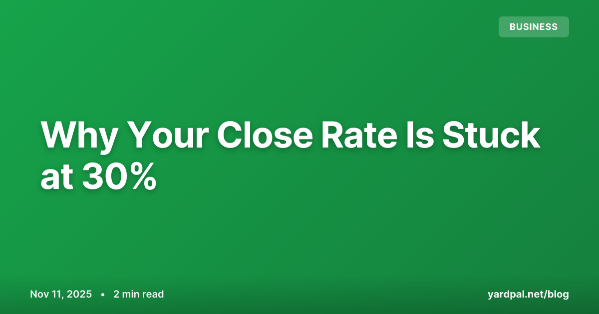 Why Your Close Rate Is Stuck at 30% | YardPal